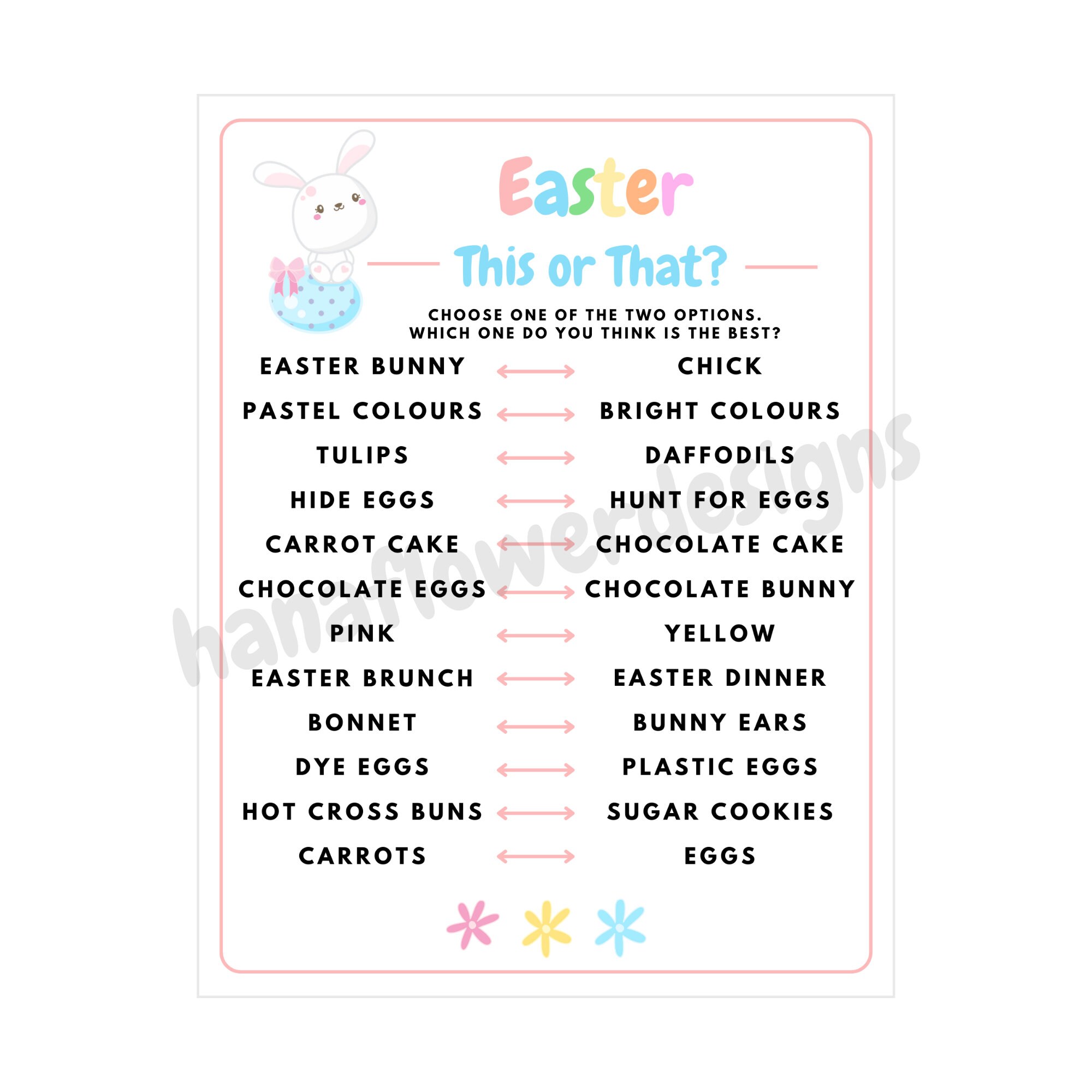 Easter This or That Game Easter Games Printable Easter Party Games for ...