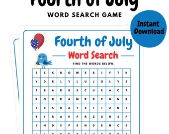 Fourth of July WORD SEARCH Fourth of July CROSSWORD July 4th Party ...