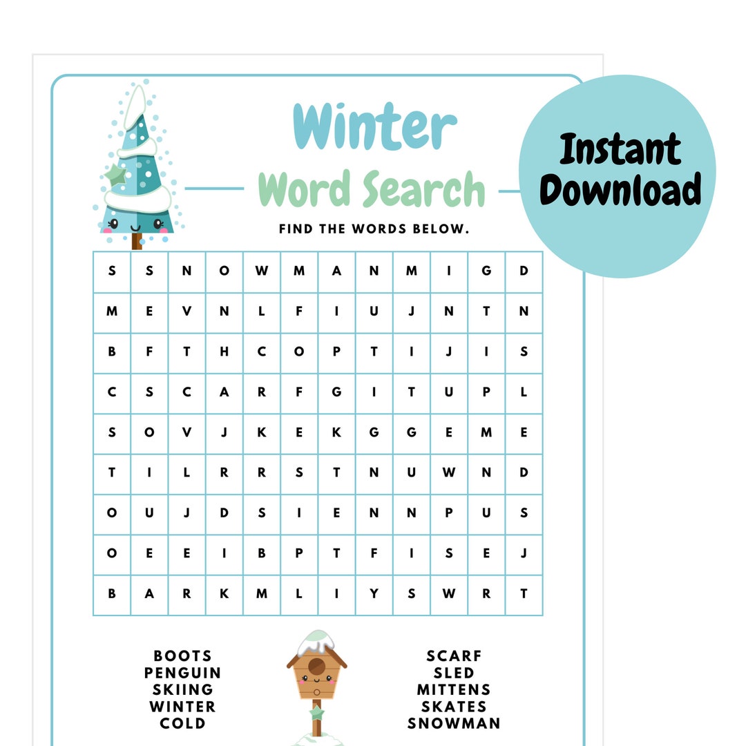 Winter Word Search Game Winter Games Printable Winter Party Games for ...