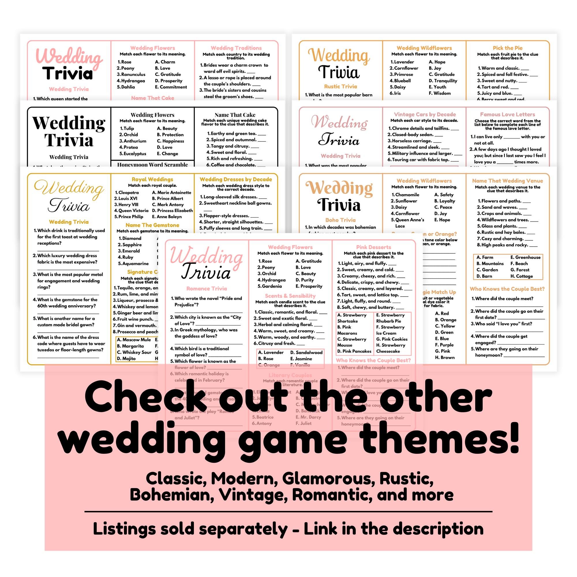 MODERN Wedding Trivia Game Printable | Wedding Game for Guests ...