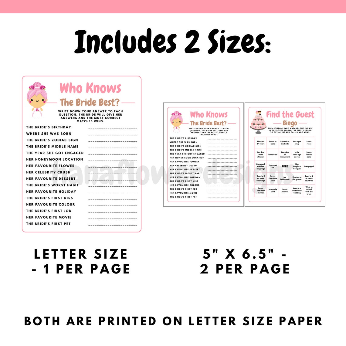 Bridal Shower Printable Party Games Bundle Two Set of 12 Games - Etsy