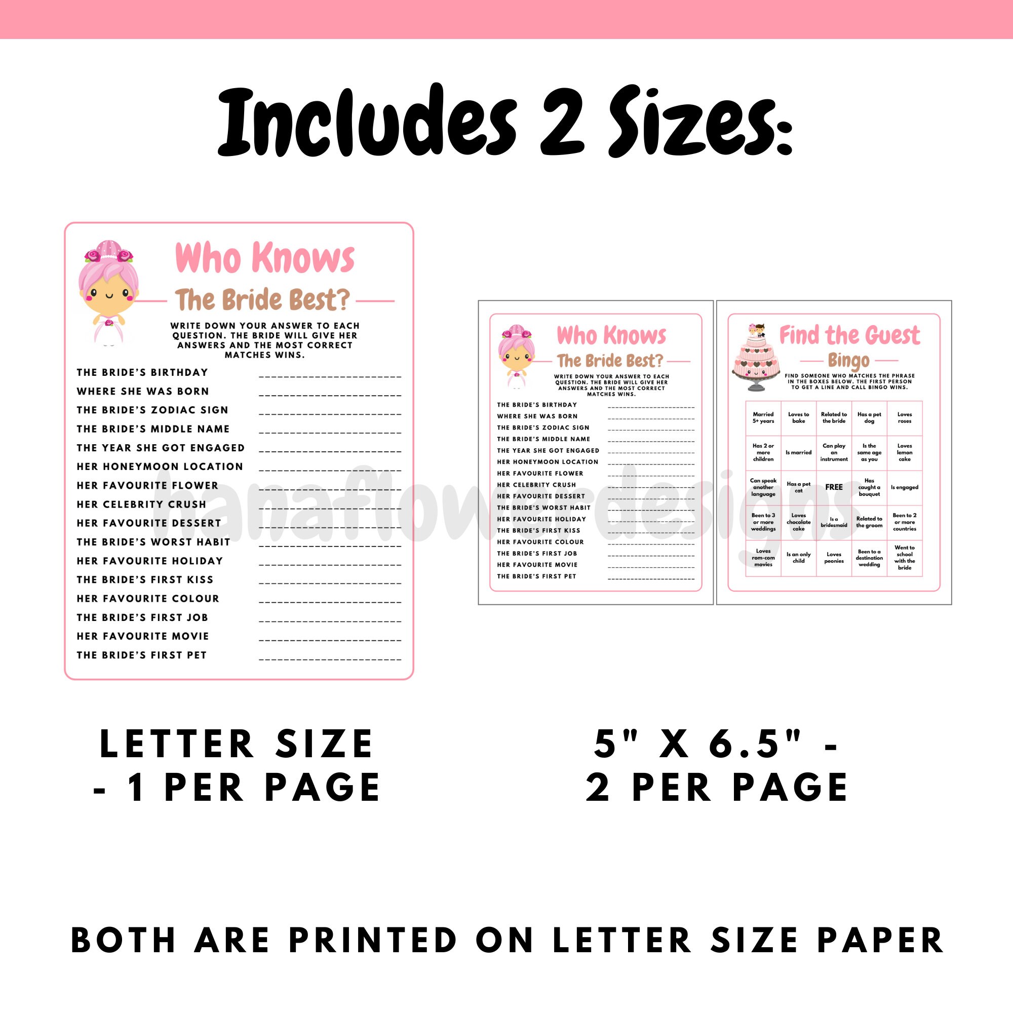 Bridal Shower Printable Party Games Bundle Two Set of 12 Games - Etsy