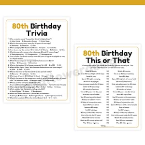 80th Birthday Games Bundle - Set of 3 Printable Games | 80th Birthday ...