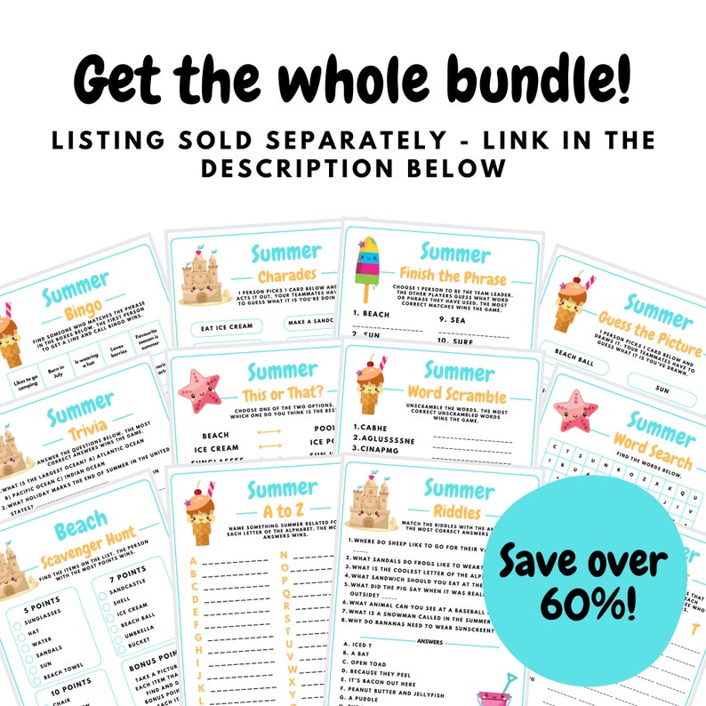 Summer Riddles Printable Party Game for Adults and Kids - Etsy