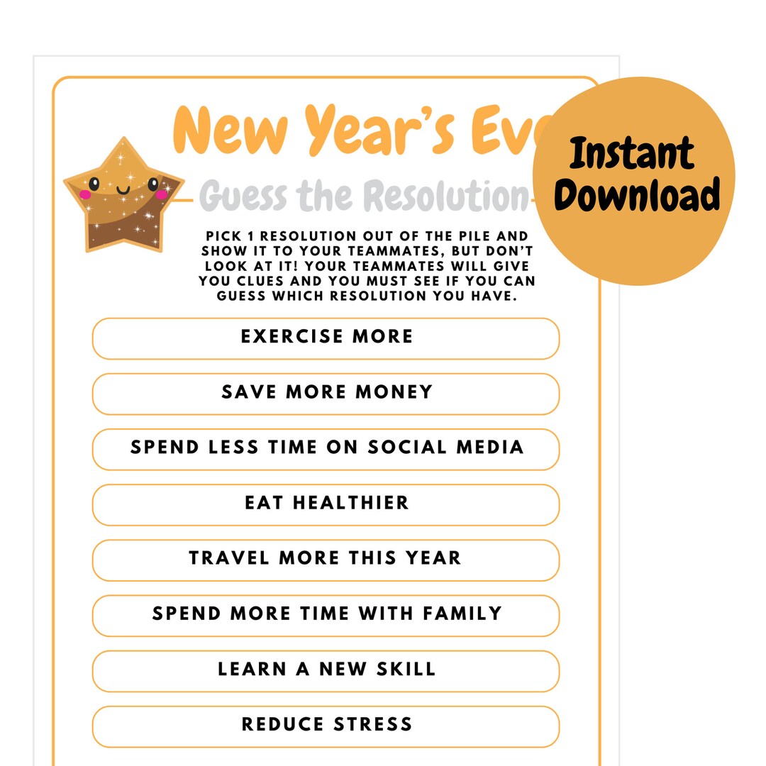 New Years Eve Guess the Resolution Game New Years Games - Etsy