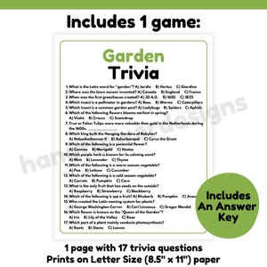 Garden Trivia Game | Gardening Game Printable | Gardening Trivia ...
