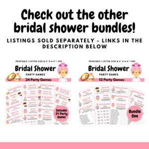 Bridal Shower Printable Party Games Bundle Two Set of 12 Games - Etsy