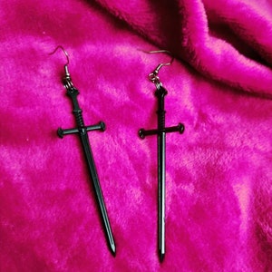 Large Black Sword Earrings - Etsy