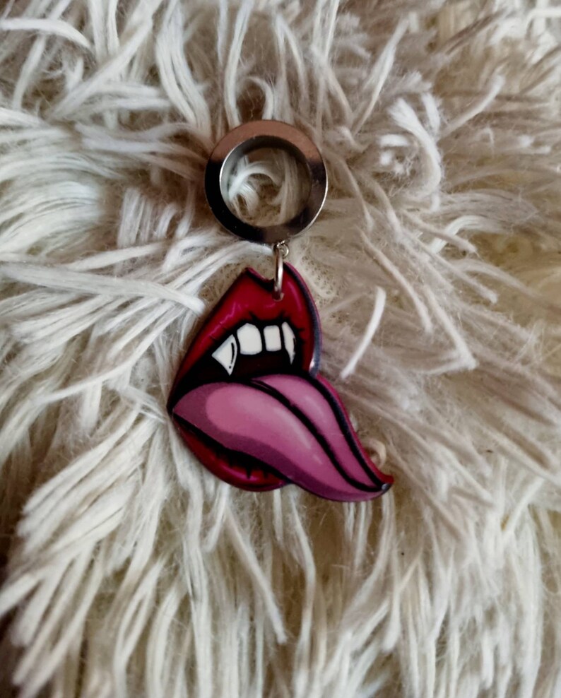 Vampire Fang Ear Tunnel, Stretched Ear Vampire Tunnel, Stainless Steel ...
