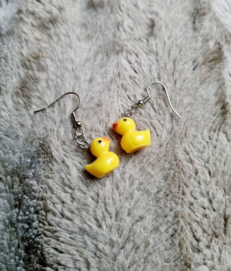 Little Rubber Duckie Earrings, Hook a Duck, Resin Duck Earrings, Cute ...