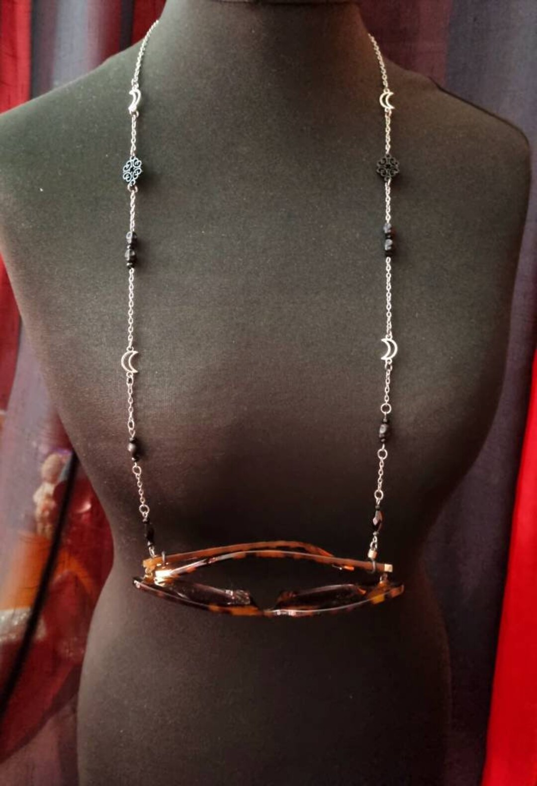 Gothic Glasses Chain, Skull and Moon Glasses Chain - Etsy