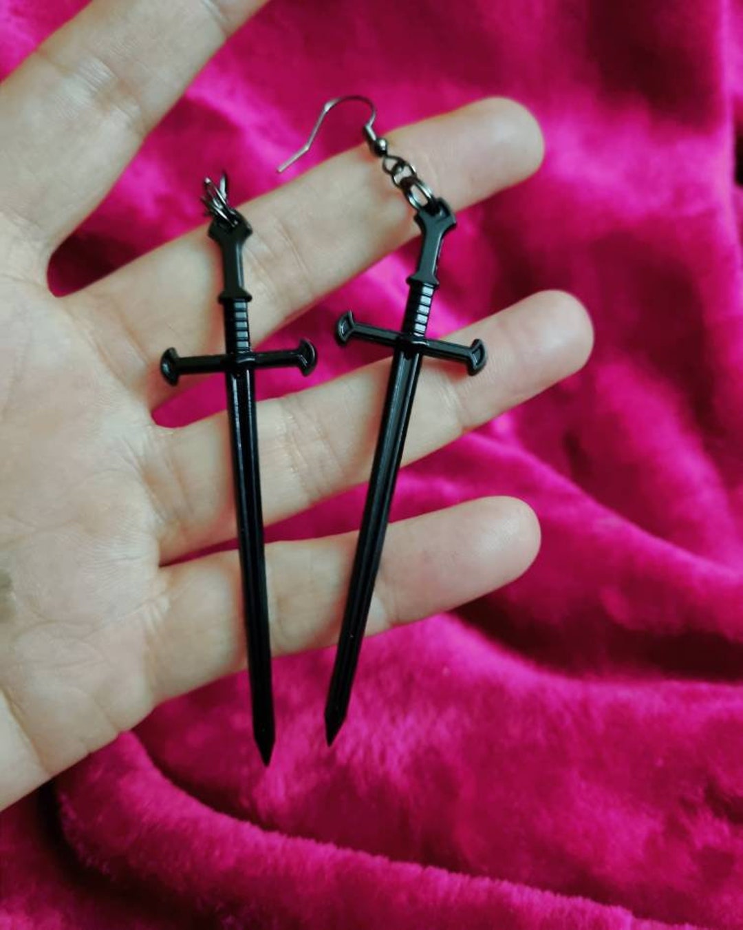 Large Black Sword Earrings - Etsy