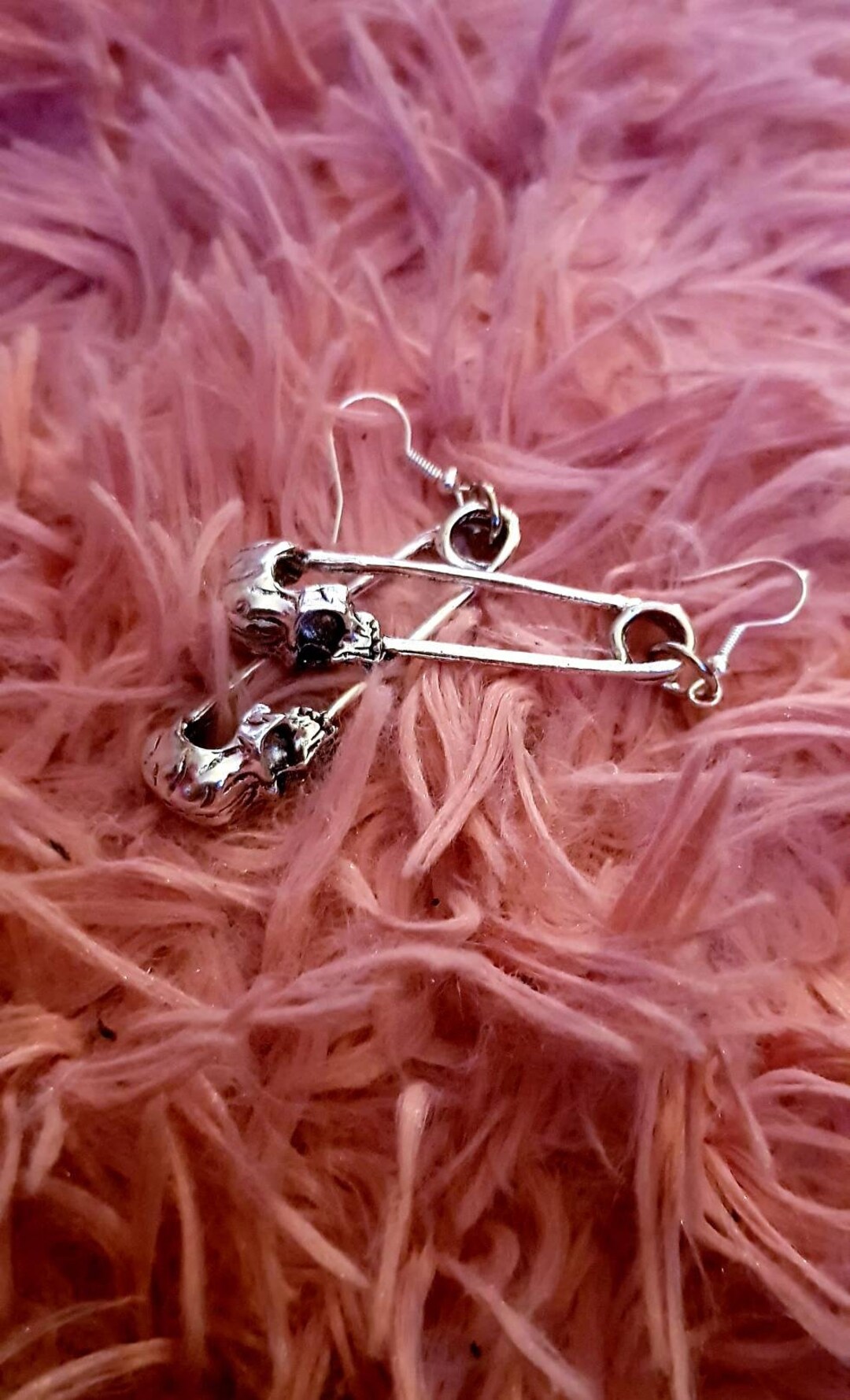 Skull Safety Pin Earrings, Gothic Punk Emo Earrings - Etsy