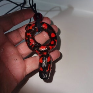 Polymer Clay Snake, Realistic Snake Pendant, Serpent Pendant, Red and ...