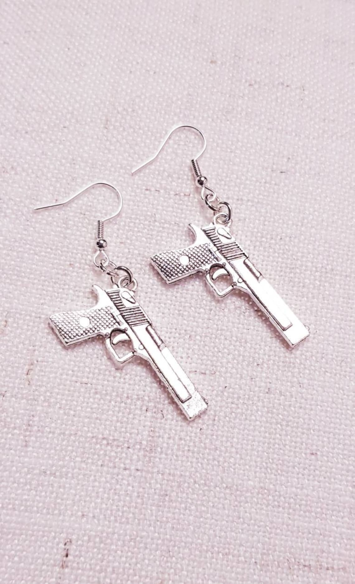 Handgun Earrings Large Fire Arm Gangster Earrings Gun - Etsy