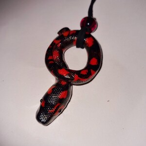 Polymer Clay Snake, Realistic Snake Pendant, Serpent Pendant, Red and ...
