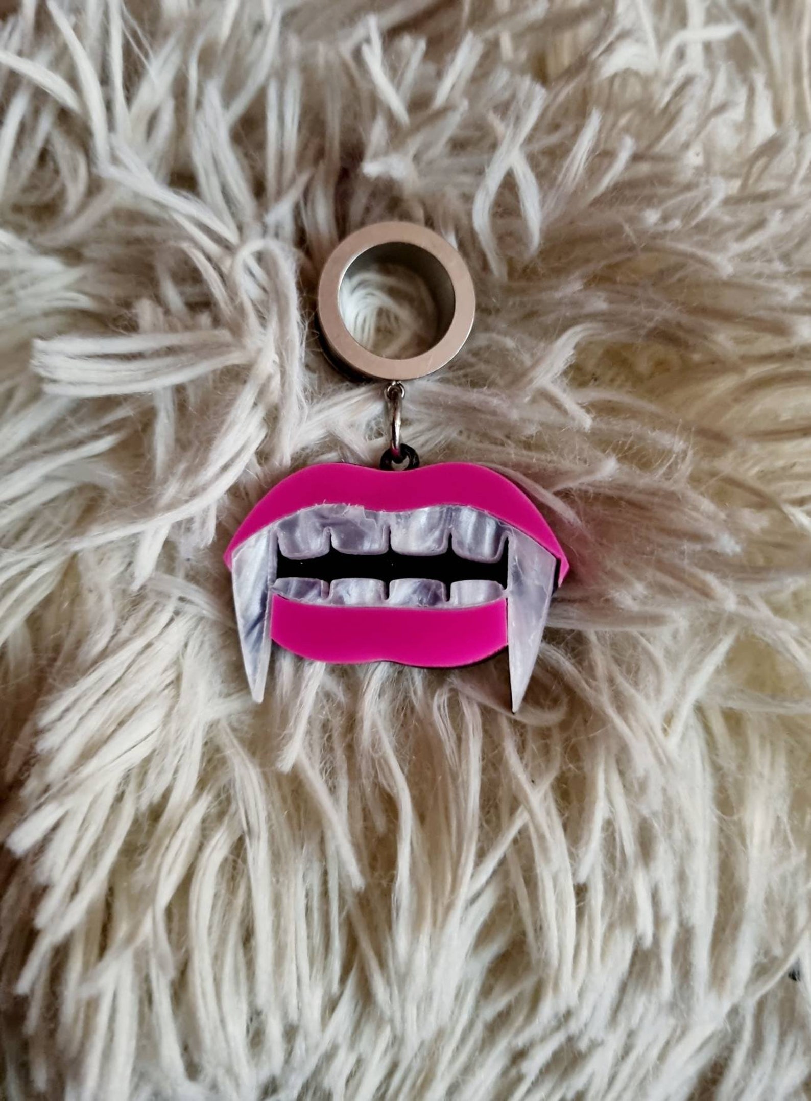 Vampire Fang Ear Tunnel, Stretched Ear Vampire Tunnel, Stainless Steel ...