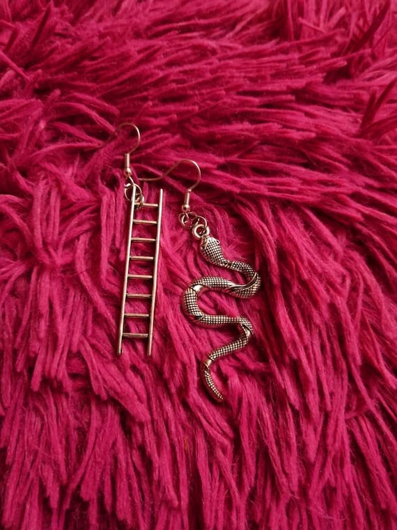 Snakes and Ladders Earrings Snake Earrings Ladder Earrings - Etsy