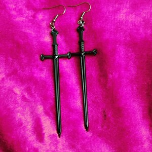 Large Black Sword Earrings - Etsy