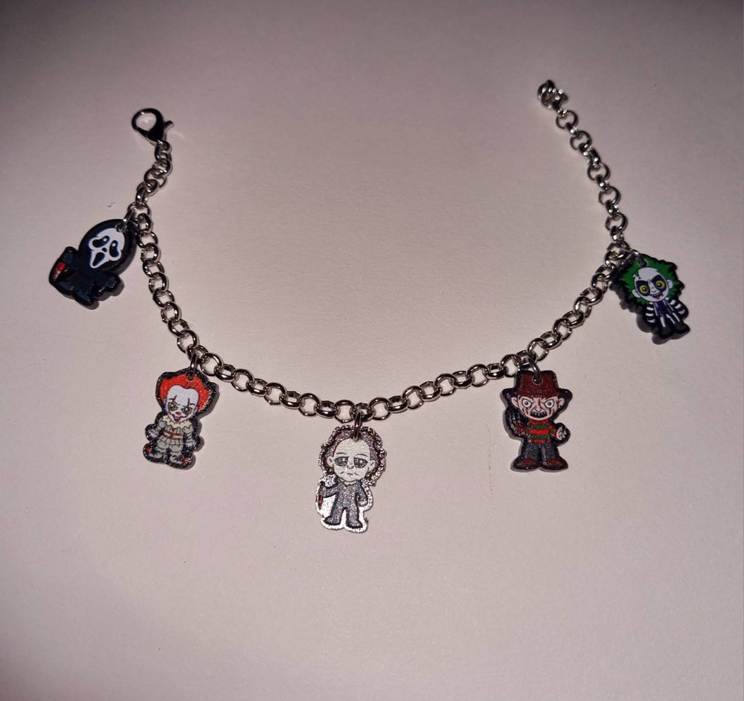 Horror Charm Bracelet, Horror Movie Charm Bracelet, Gift for Horror Lover, Slasher Charm ...
