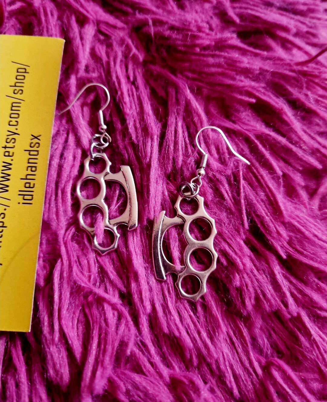 Miniature Knuckle Duster Earrings, Knuckles Pendant, Knuckles Earrings ...