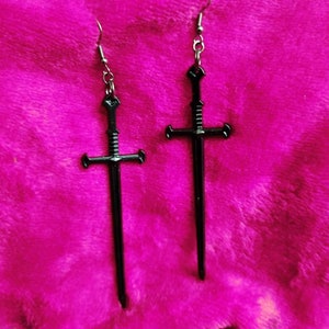 Large Black Sword Earrings - Etsy