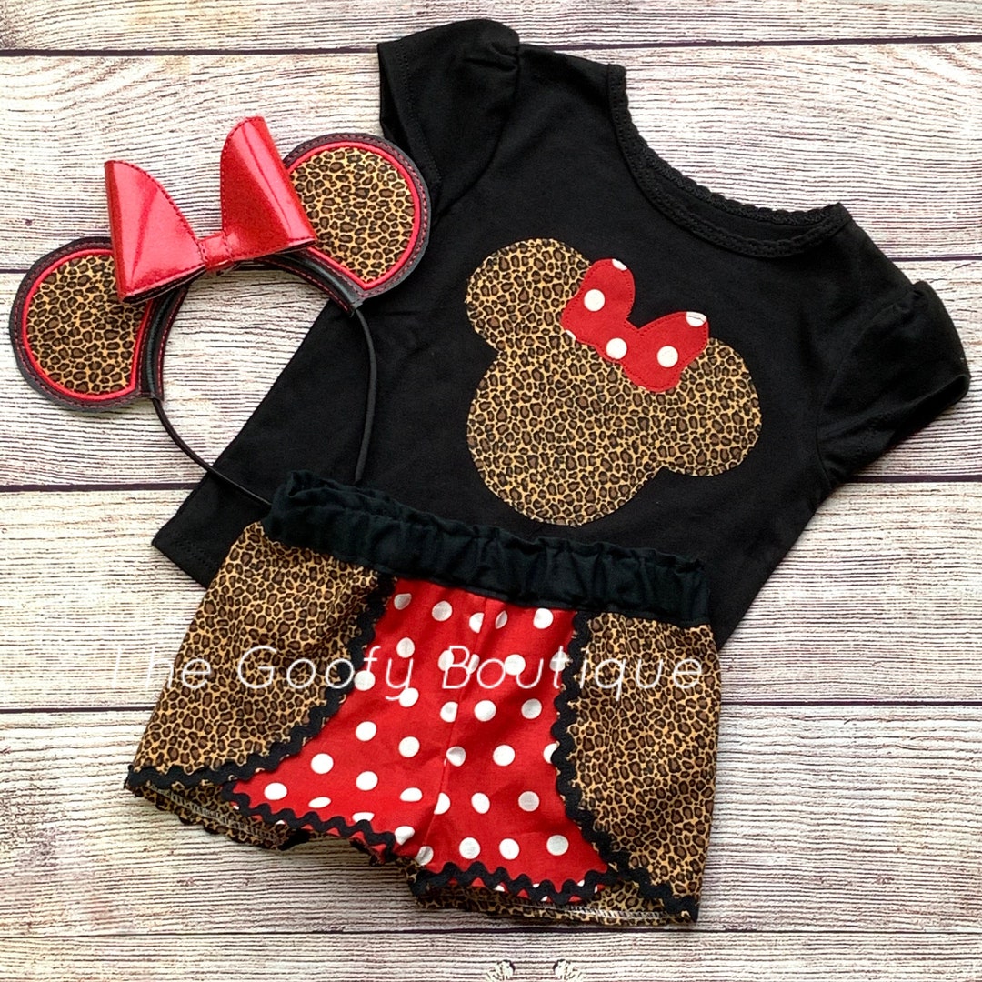 Animal Kingdom Outfit: Leopard Print Minnie Mouse Shorts Set - Etsy