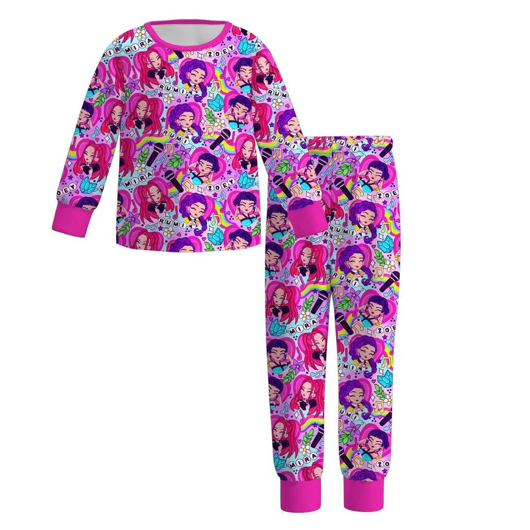 Kpop Demon Hunters Huntrix Pink PAJAMAS Friendship Bracelet Pjs Lounge ...