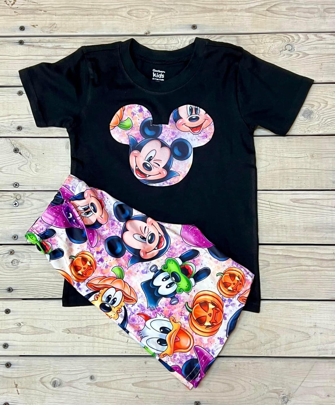 Disney Halloween Faces Short Set Mickey Donald Pluto Goofy Minnie Fab 5 ...