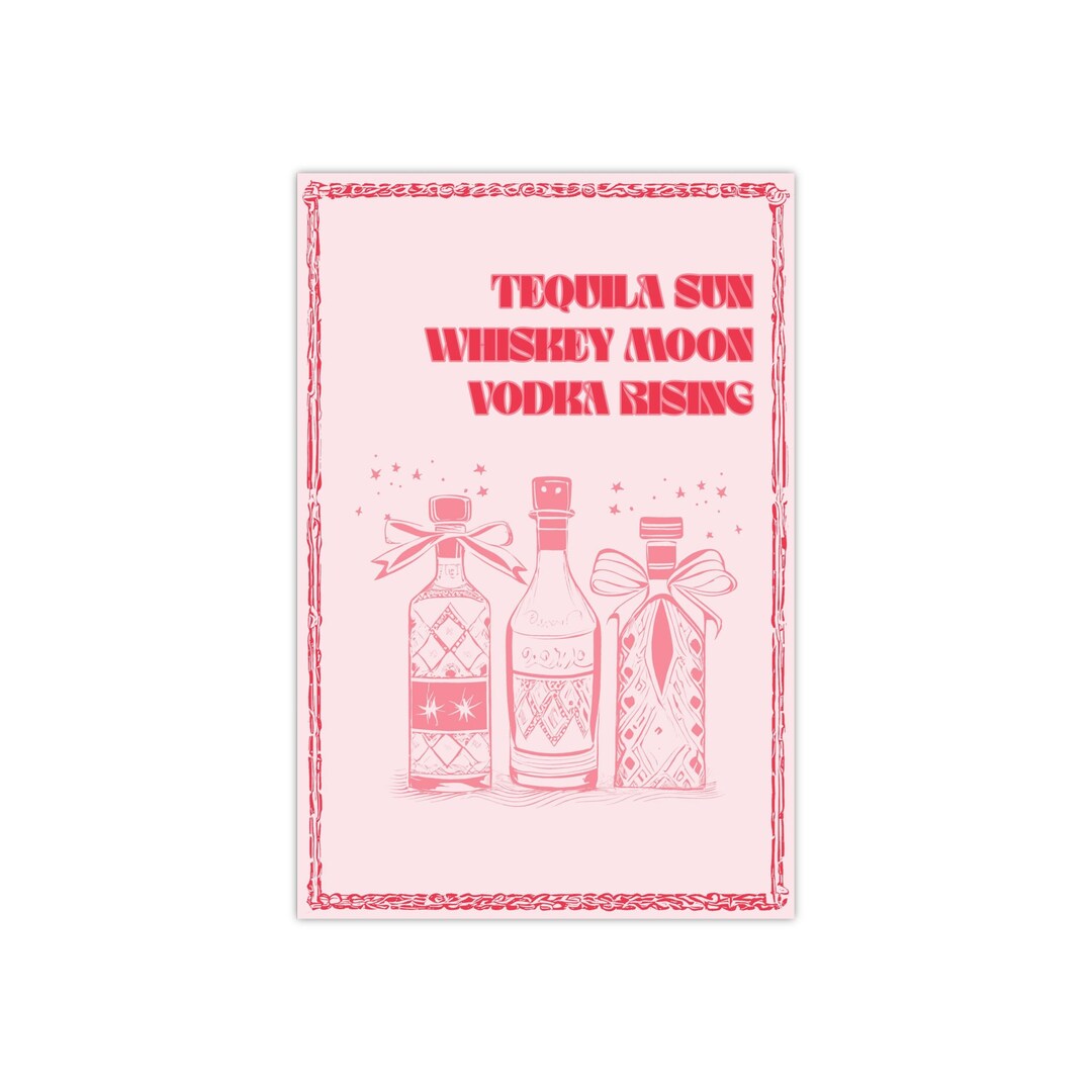 Cute Bar Poster Tequila Vodka Whiskey Astrology Art Print Coquette ...