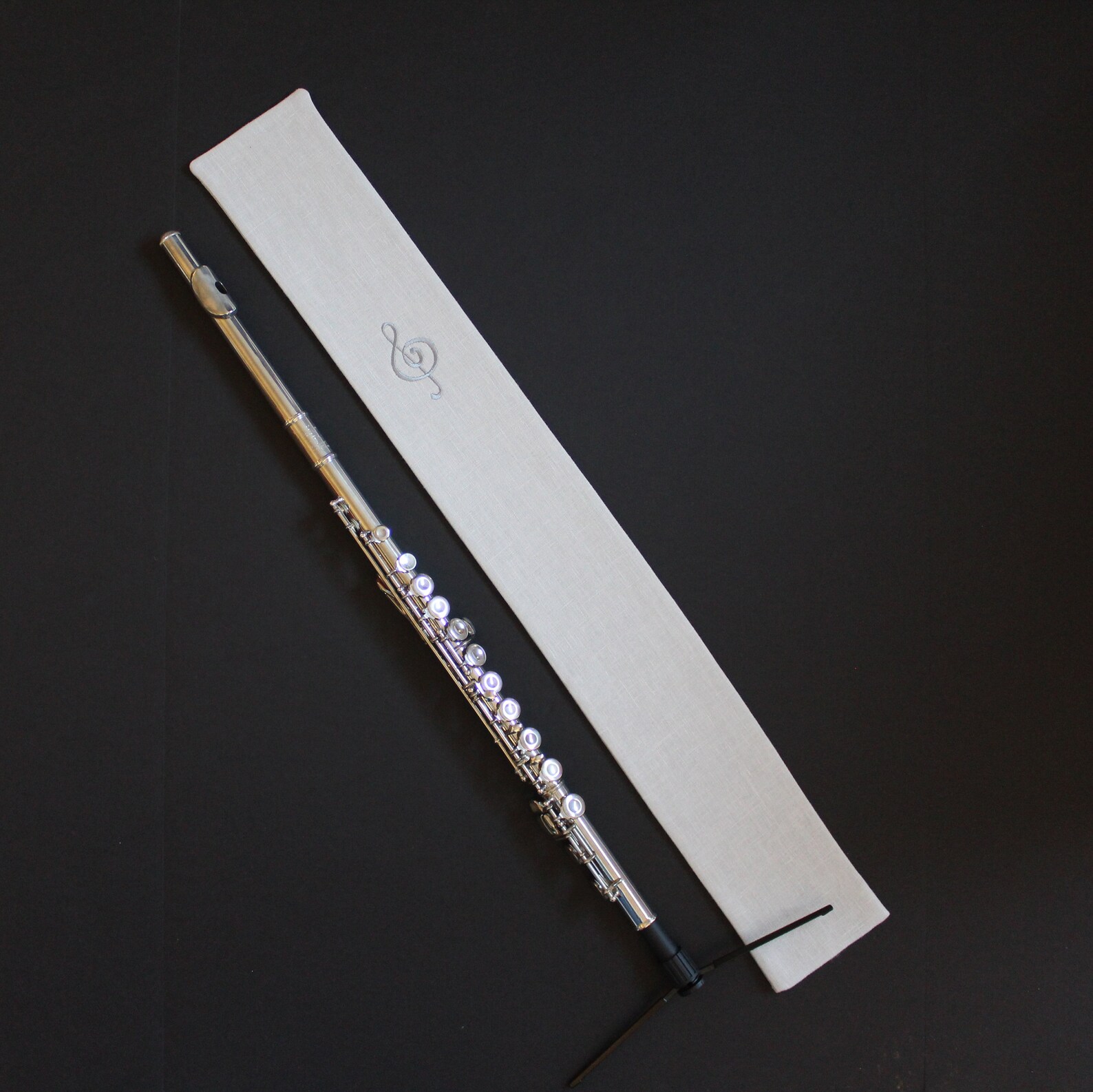 Gray Linen Flute Bag READY TO SHIP Lined With Anti Tarnish - Etsy