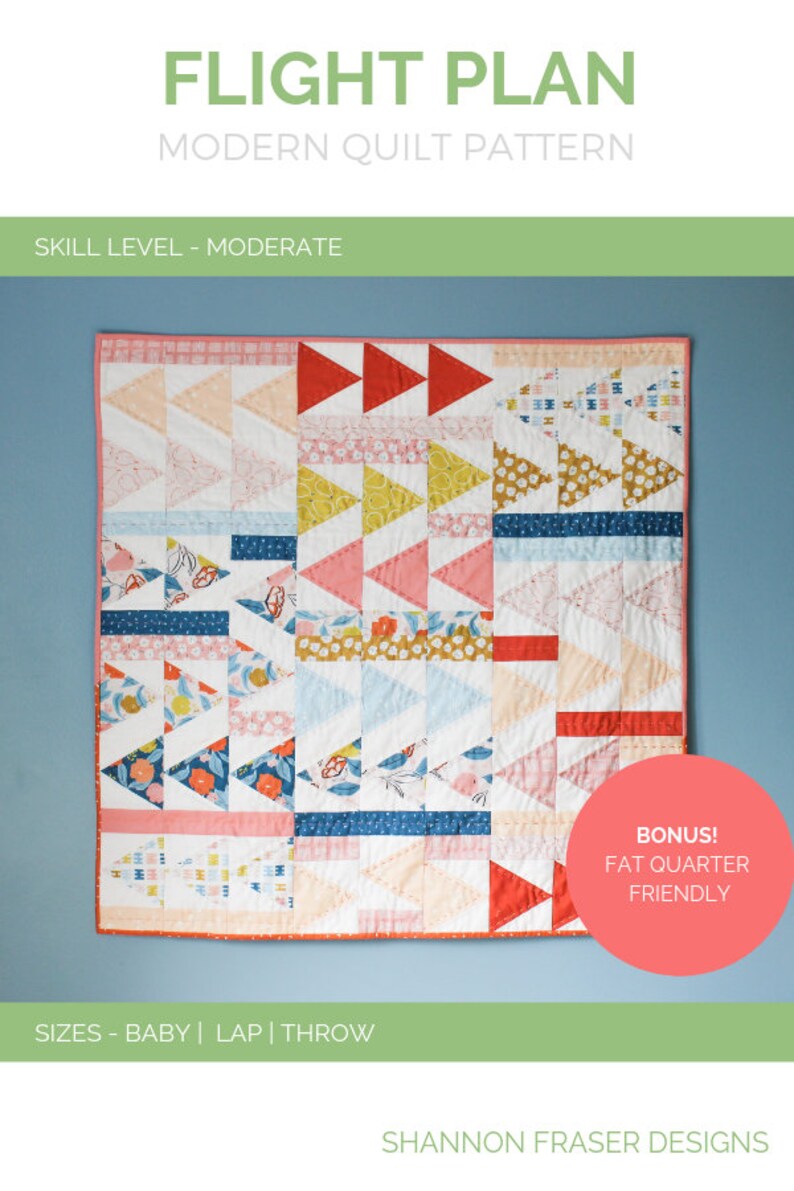 Flight Plan Quilt Pattern Modern Triangle Quilt Pattern | Etsy UK