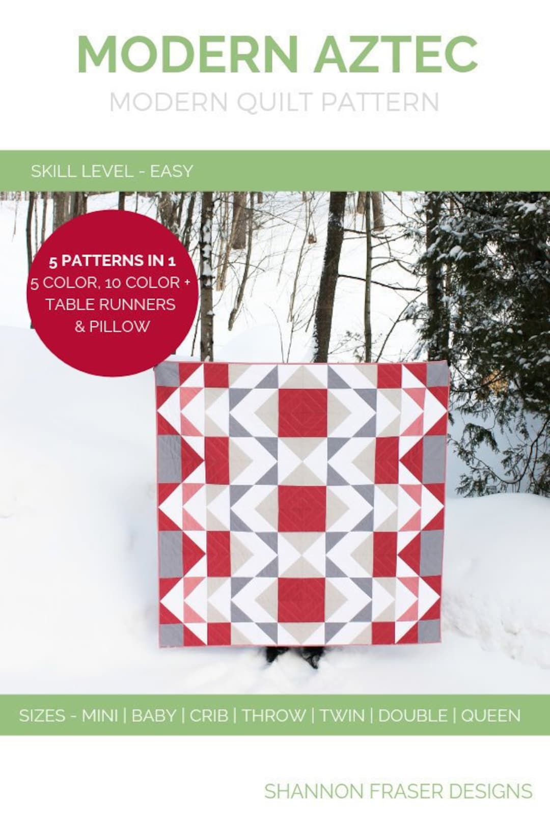 Modern Aztec Quilt Pattern | Beginners Quilt Pattern | Modern Quilt ...