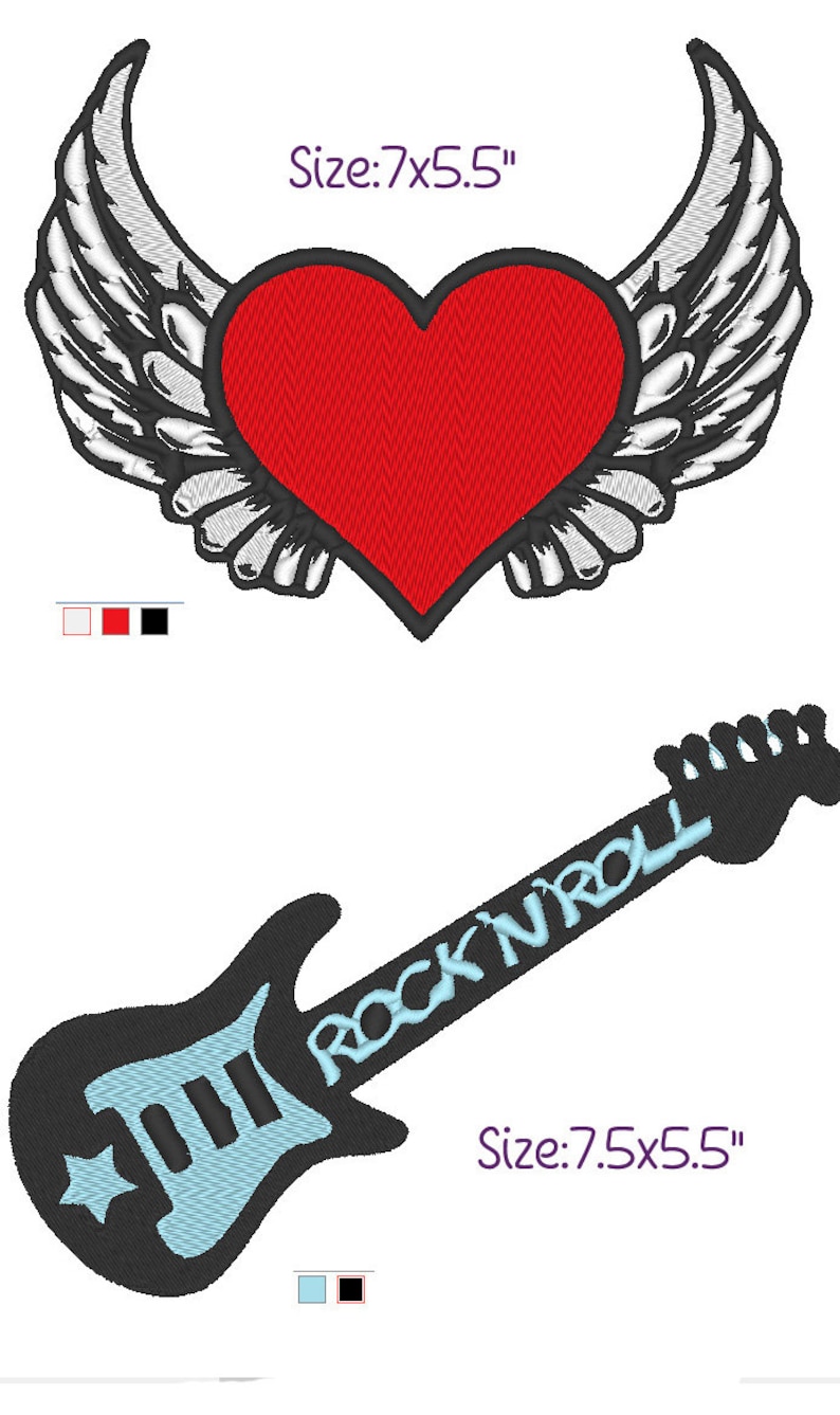 Rock n Roll Classic motifs. Retro 50s machine embroidery. 7 | Etsy
