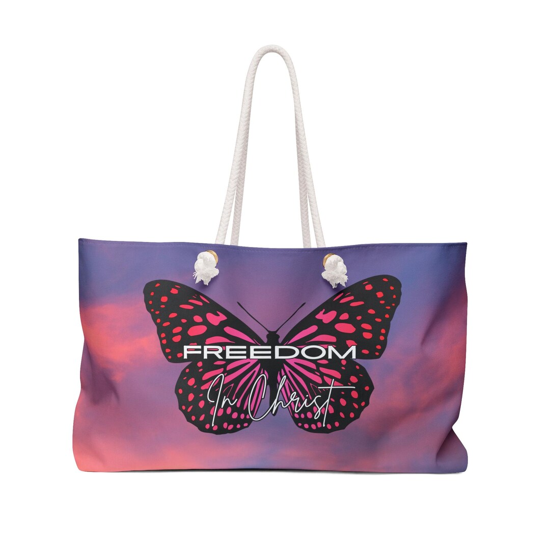 Christian Weekender Bag, Freedom in Christ Design, Butterfly Theme ...