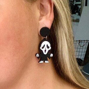 Scream Earrings Halloween Scream Mask Horror Movie Earrings - Etsy