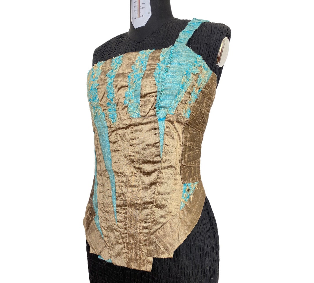 Silk Bourette Corset Handmade in Italy, Turquoise Corset - Etsy