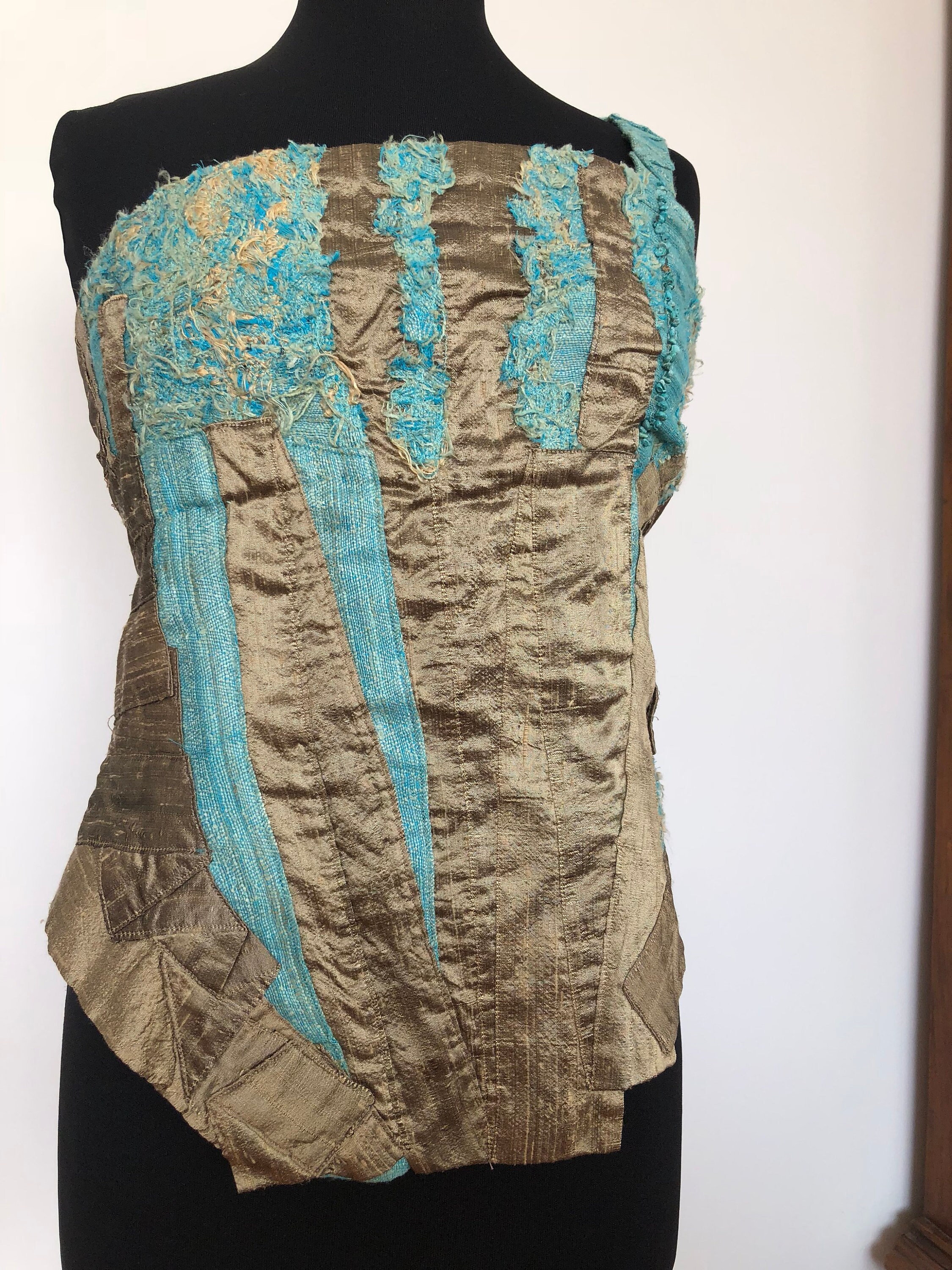 Silk Bourette Corset Handmade in Italy, Turquoise Corset - Etsy UK