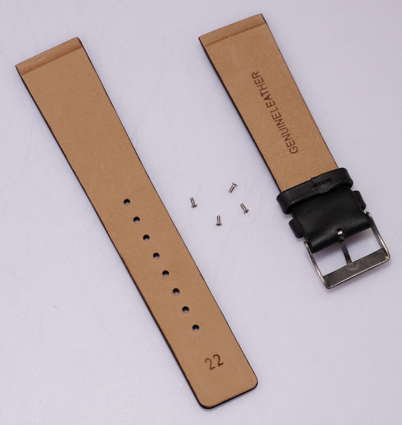 Black Leather 22mm Watch Band – Skagen Replacement Strap With Screws - Etsy