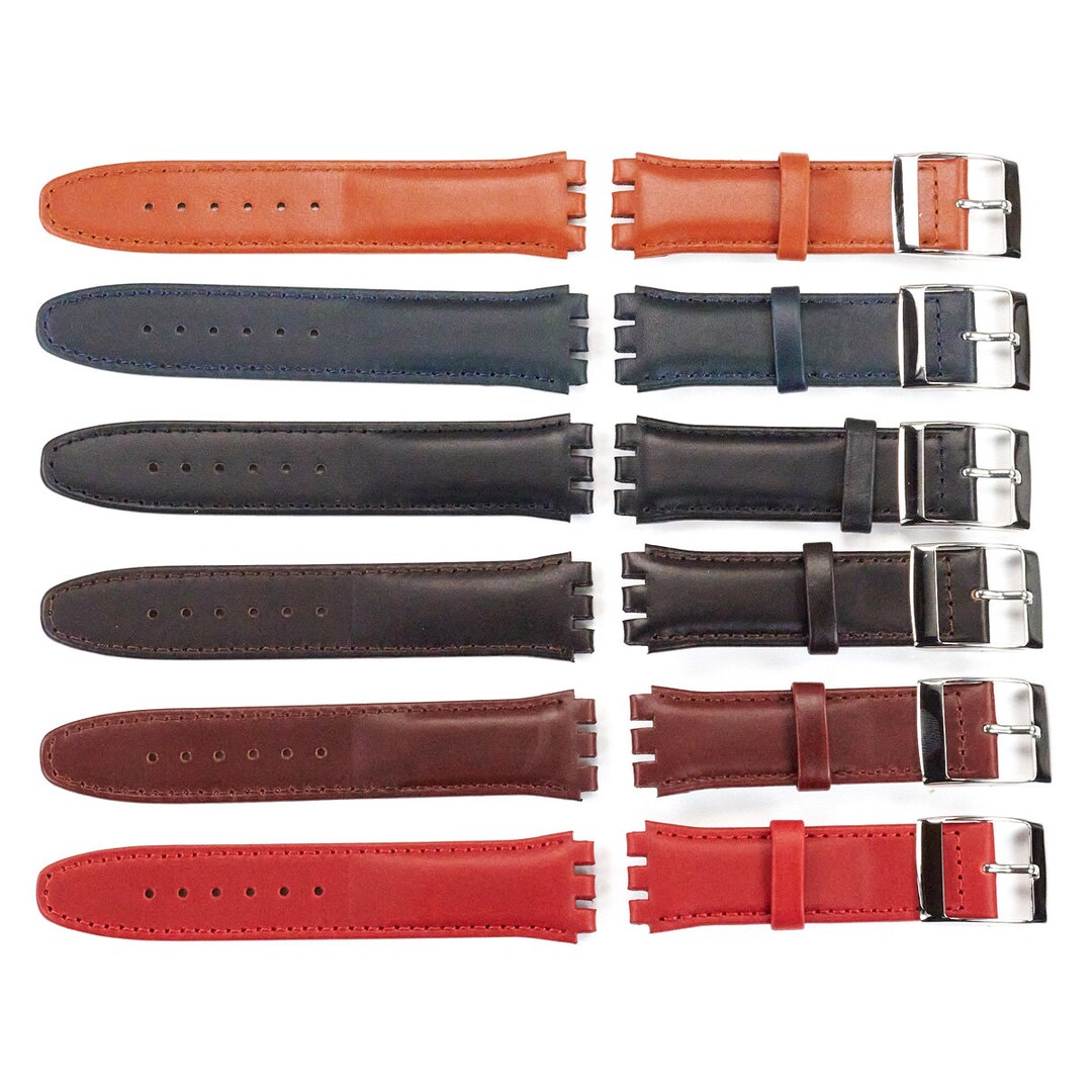 Genuine Calf Leather Watch Strap for Swatch Replacement 6 Colours 17mm ...