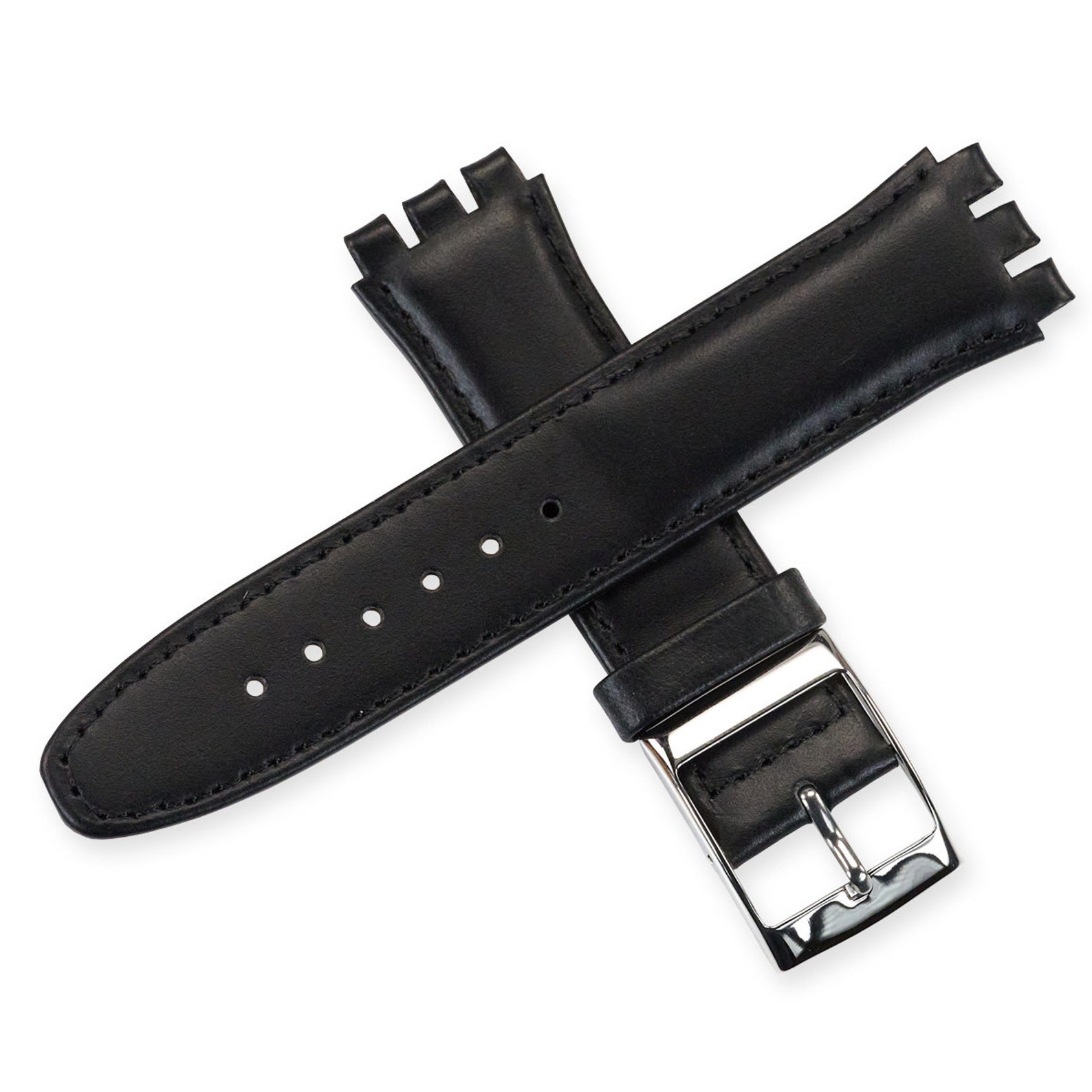 PREMIUM Leather for Swatch Watch Strap Replacement Band Padded 19mm ...