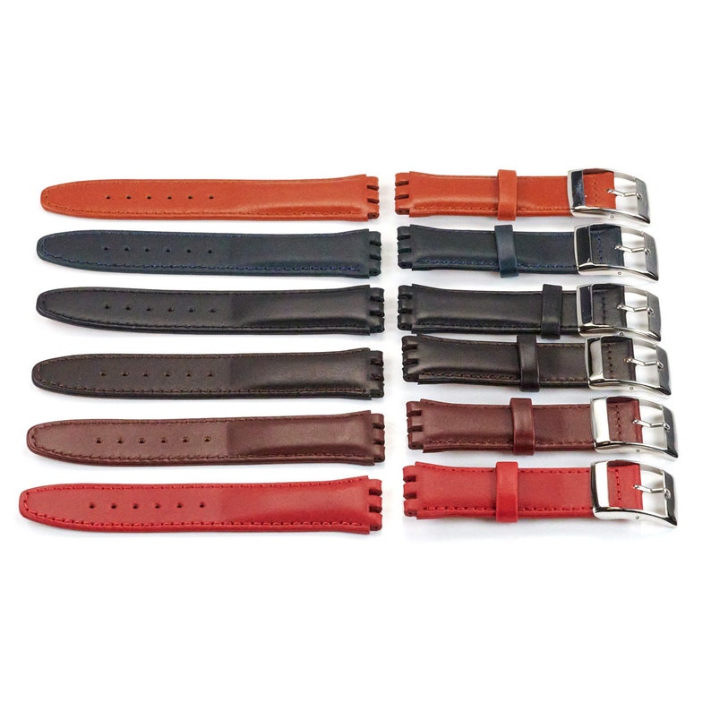 Genuine Calf Leather Watch Strap for Swatch Replacement 6 Colours 17mm ...