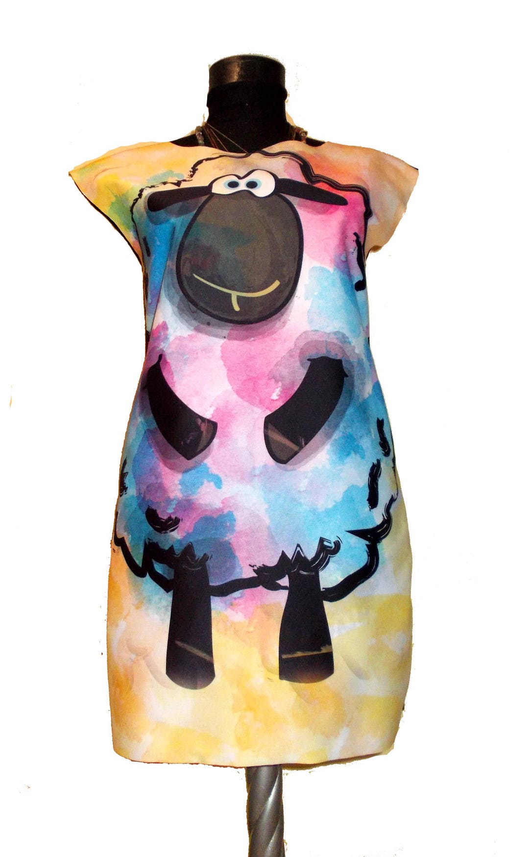 Cartoon Colorful Rainbow Sheep Dress Tunic Funny Girly Urban Art Print ...