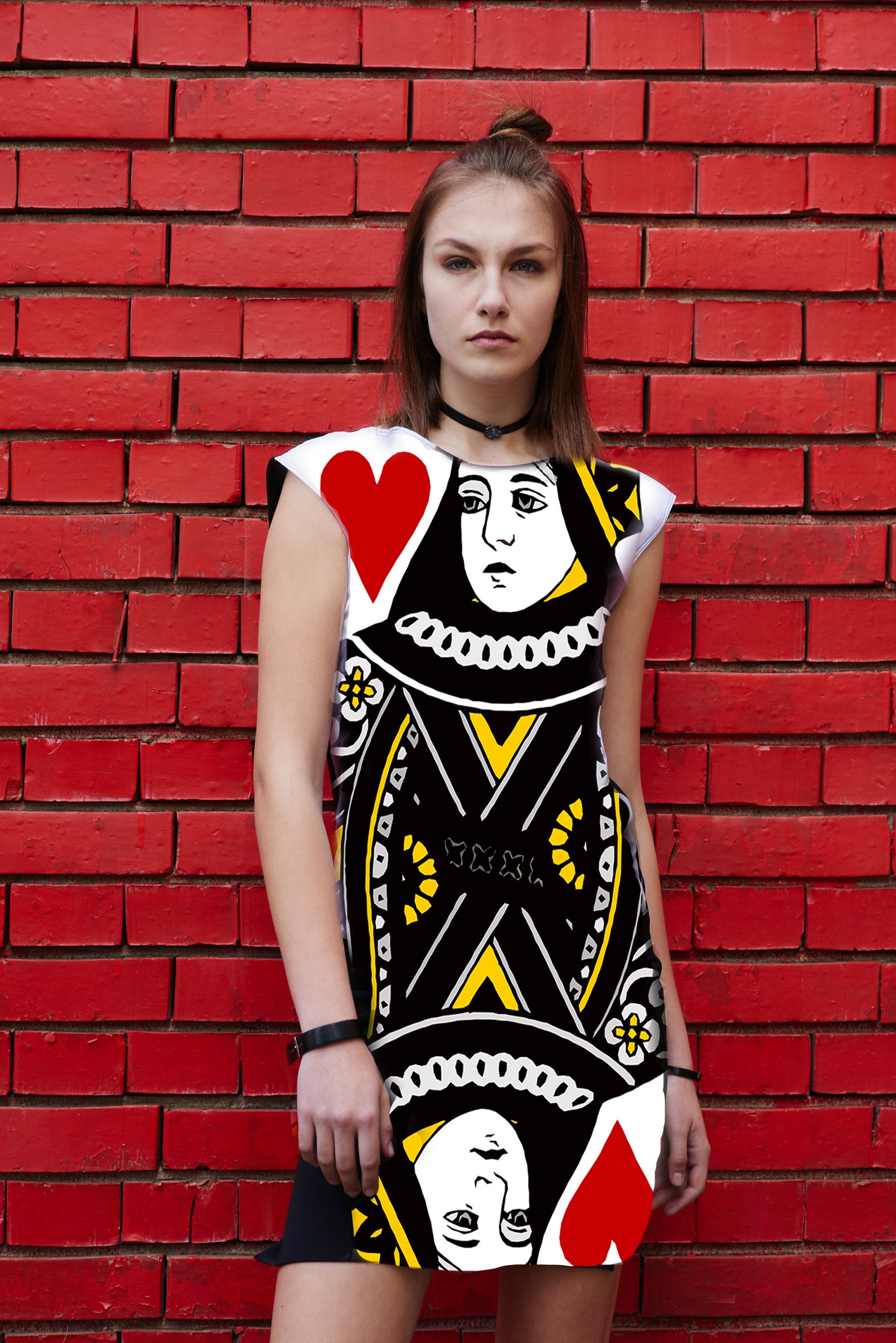 Queen of Hearts Dress With Print Playing Cards Black Pattern - Etsy
