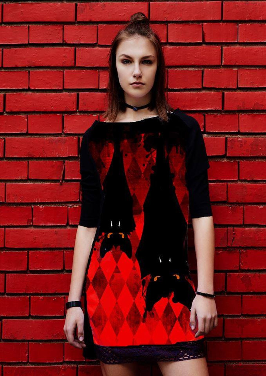 Bat Print Dress: Spooky Party Costume Fall Style Halloween - Etsy