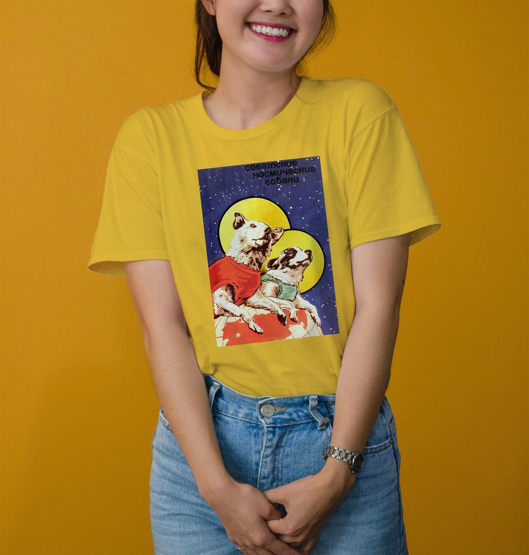 Soviet Space Dog, Belka and Strelka in Space, Cool Retro T Shirt ,men Women Unisex , Shirt Space ...