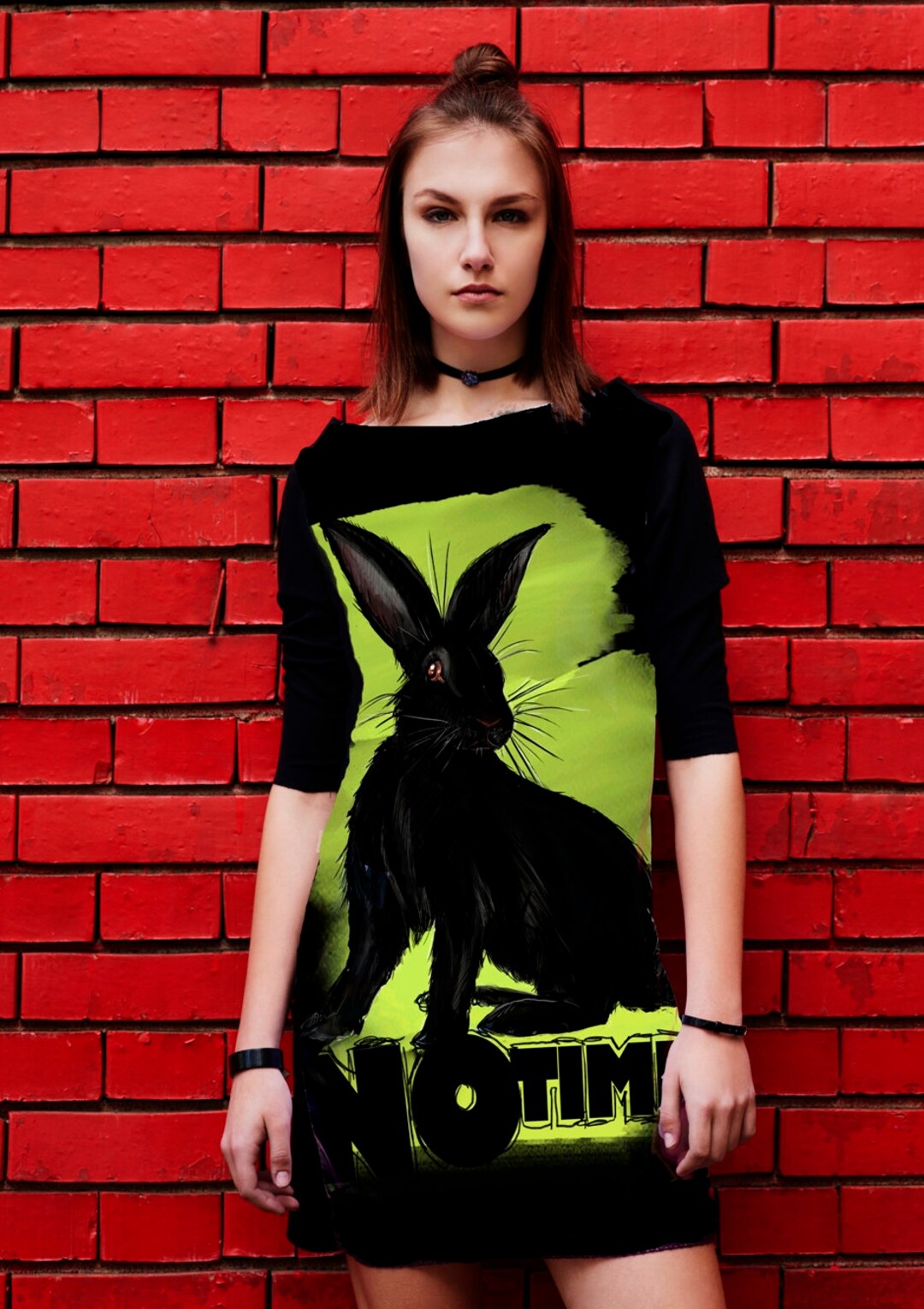 Alice in Wonderland , Black Rabbit, Dress With Print, Tunic, White ...