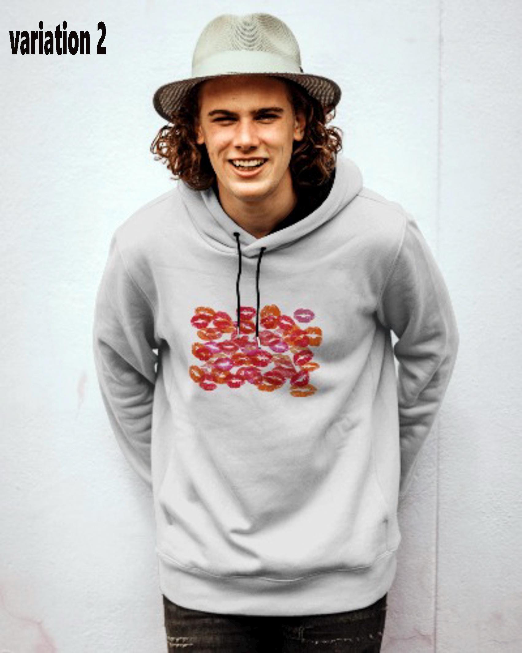 Custom Lipstick Kisses Hoodie Kisses Hoodie, the Boyfriend Kiss ...