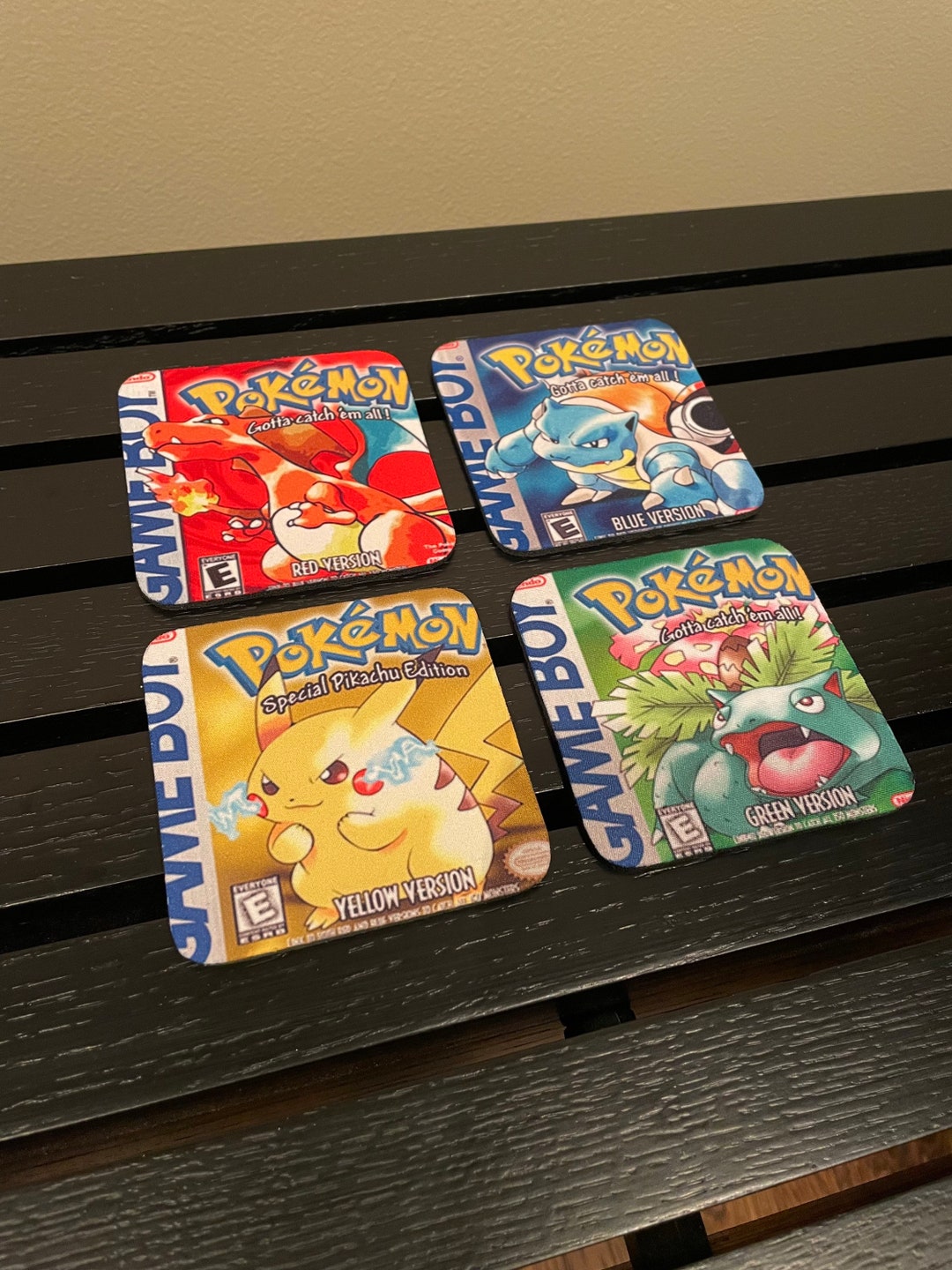 High Quality Pokemon Gamer Rubber Coasters Set of 4 Red/blue/yellow ...