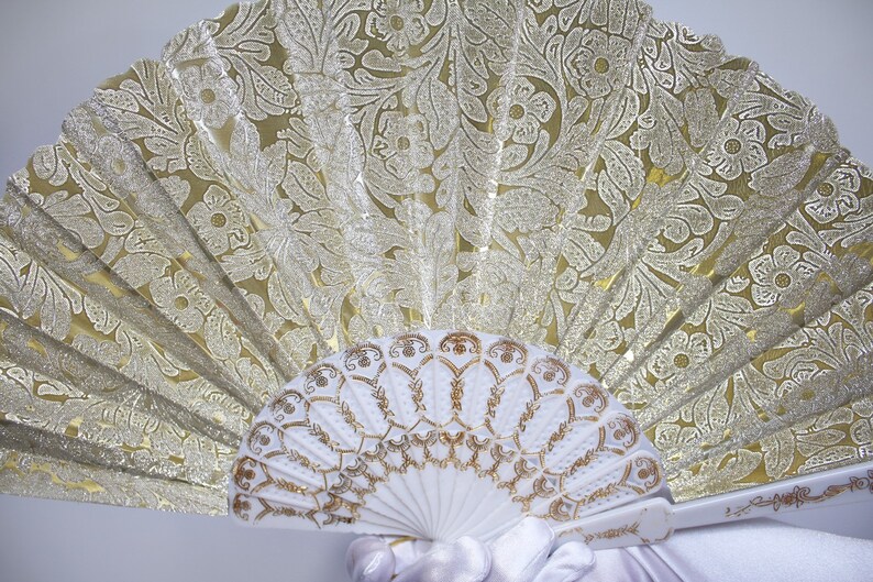 Metallic Golden Hand Held Fan Wedding Fan Bride Bridal Spanish | Etsy